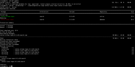 Fix: “Error: Failed to download metadata for repo ‘appstream'” (CentOS 8)