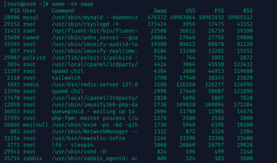 Diagnosing Swap Usage with smem on Linux